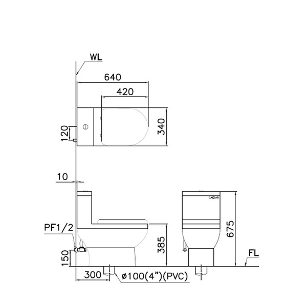 【凱撒Caesar】 二段式超省水馬桶 CF1340產品優惠推薦,型號:CF1340 - 亞洲建築建材商城